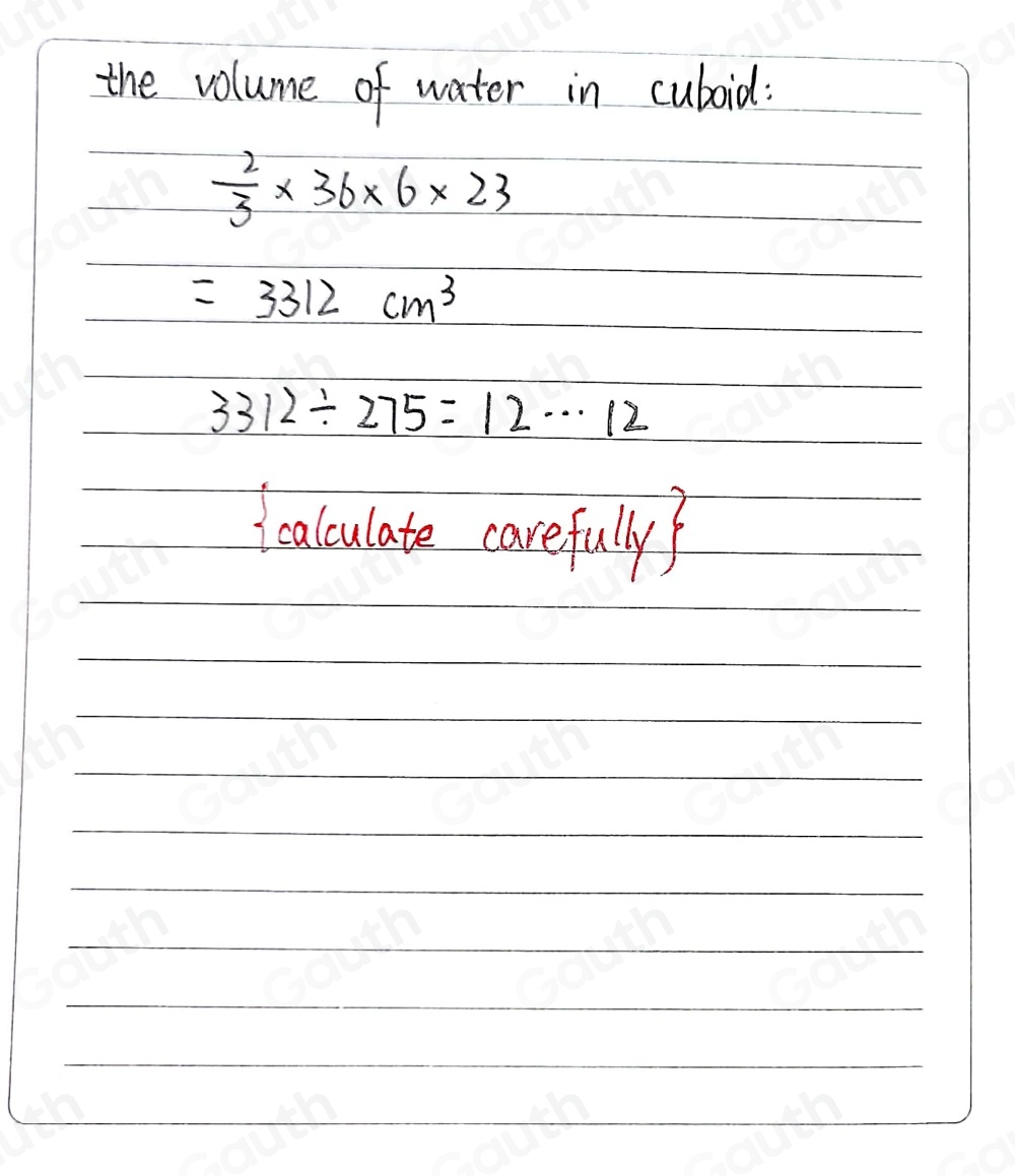 Solved: A container is in the shape of a cuboid. The cuboid is 2/3 full ...