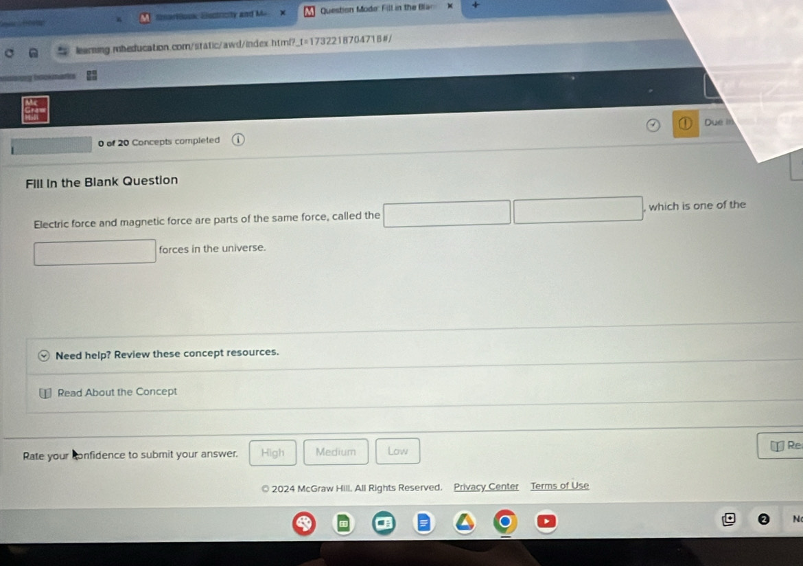Solved: Smariionk, Eisctricity and M=. Question Mode: Fillin the Bl ...