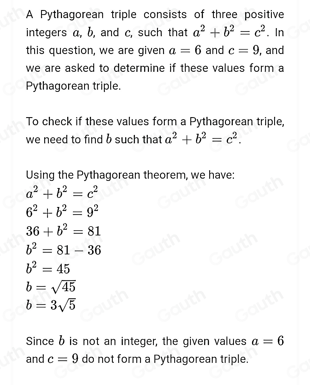 Solved: Consider a right-angled triangle with sides a=6 and c=9 ...