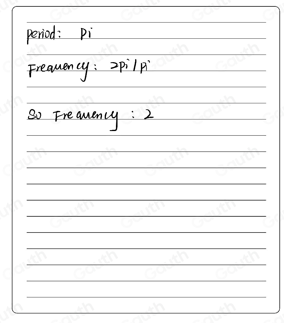 Solved: Identify the following using the graph. Period: pi Frequency: 2 ...