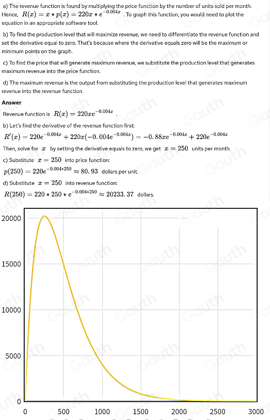 Solved: The price-demand equation for a fitness/GPS device is p(x)=220e ...