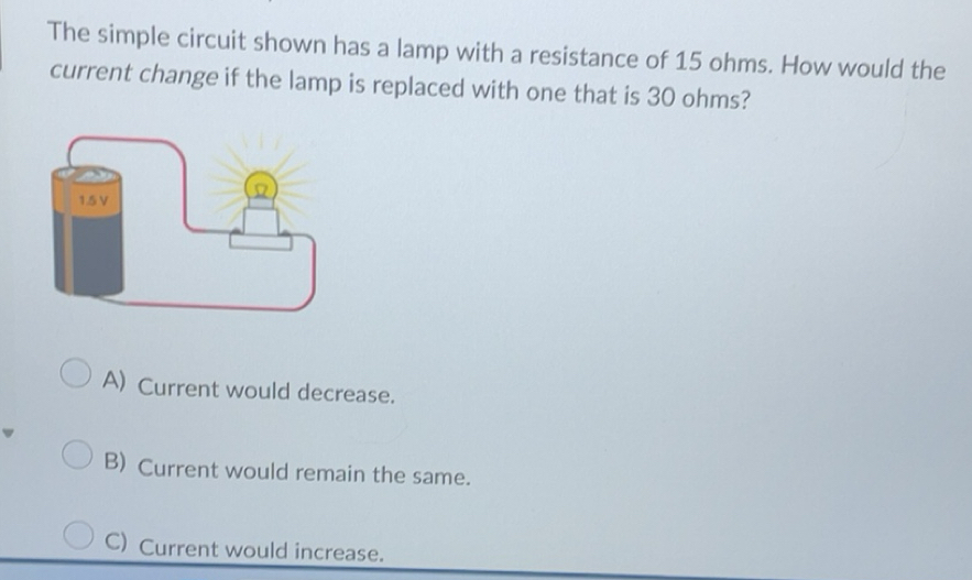 Solved: The simple circuit shown has a lamp with a resistance of 15 ...