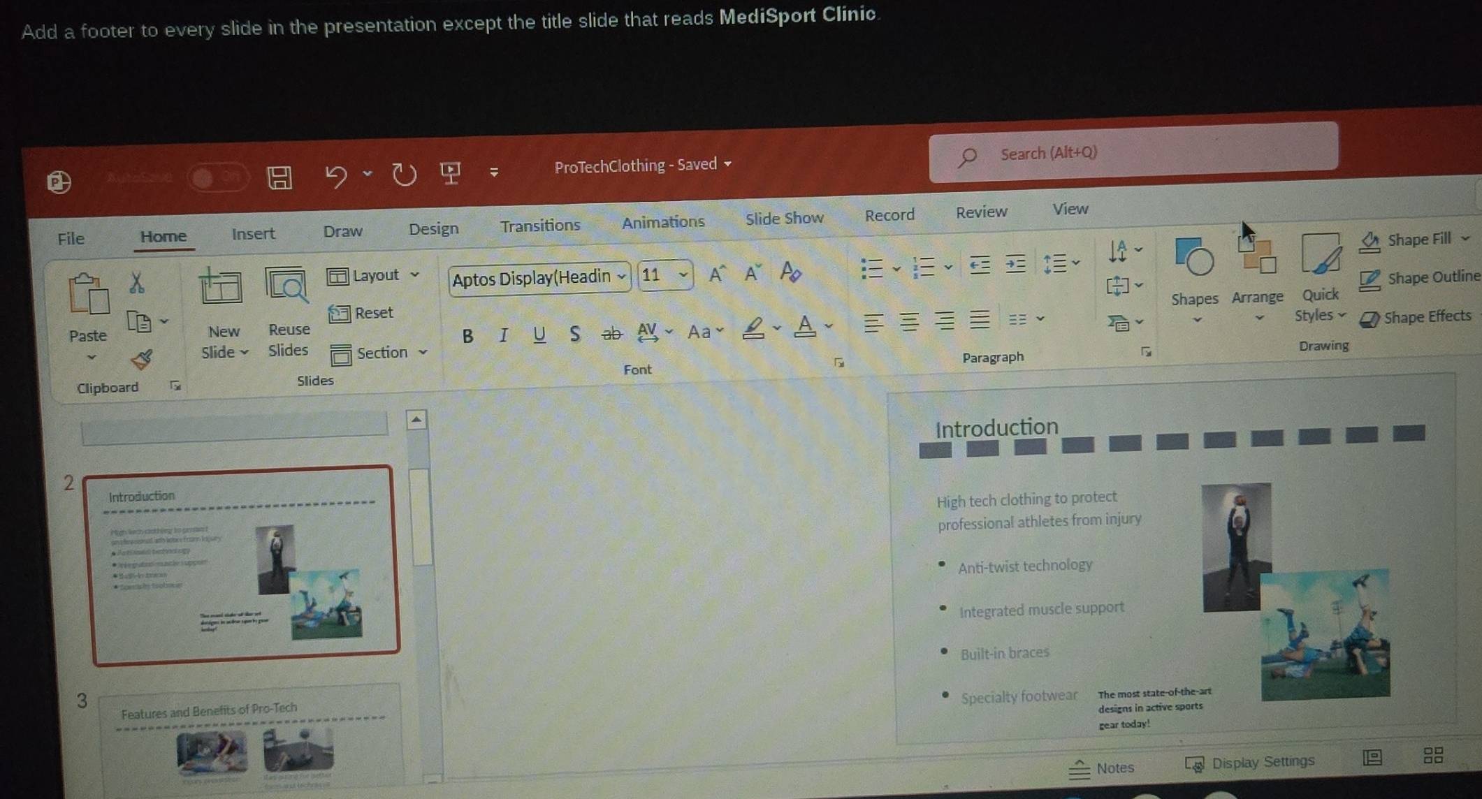 Solved: Add a footer to every slide in the presentation except the ...