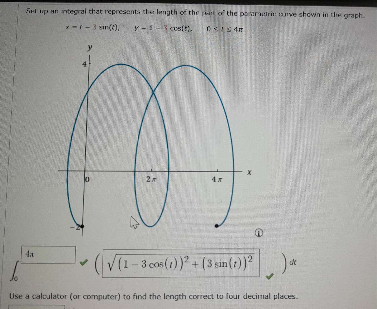 Solved: Set up an integral that represents the length of the part of ...