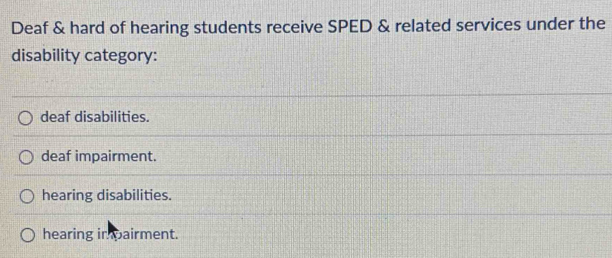 Solved: Deaf & hard of hearing students receive SPED & related services ...