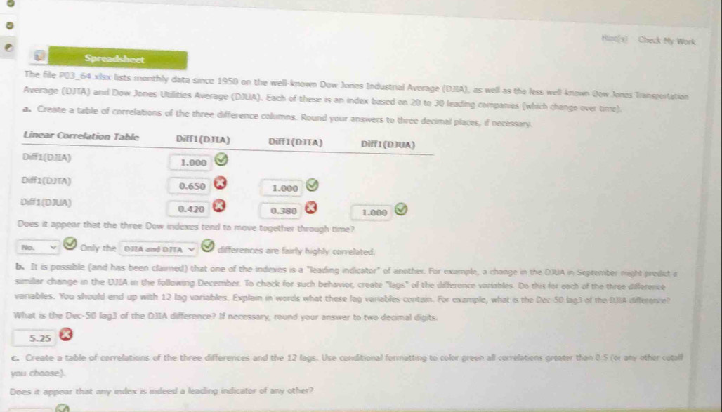 Solved: Hist[s] Check My Work Spreadsheet The file P03_64.xlsx lists monthly data since 1950 on ...