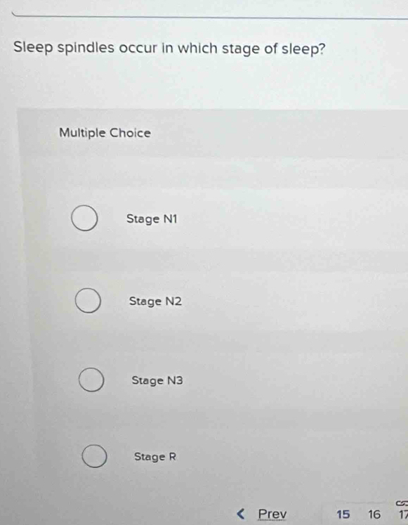 Solved: Sleep spindles occur in which stage of sleep? Multiple Choice ...