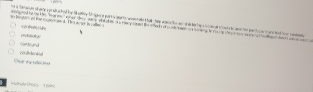 Solved: Apoint to be part of the experiment. This actor is called a In ...