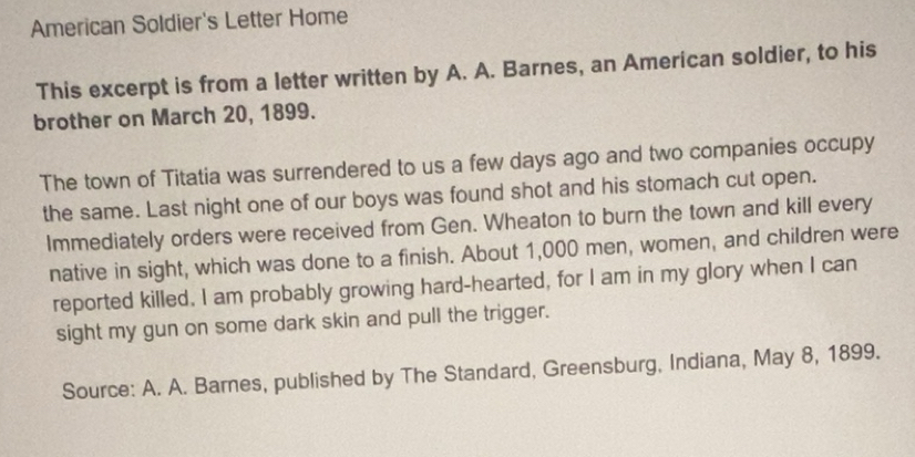 Solved: American Soldier's Letter Home This excerpt is from a letter ...