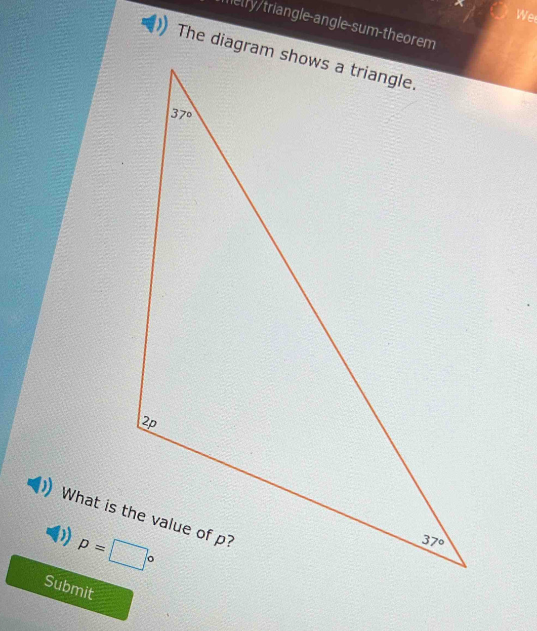 Solved: We netry/triangle-angle-sum-theorem Submit [Math]