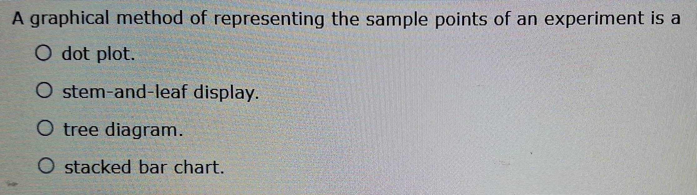 Resuelto:A graphical method of representing the sample points of an ...
