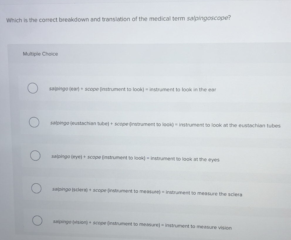 Solved: Which is the correct breakdown and translation of the medical ...
