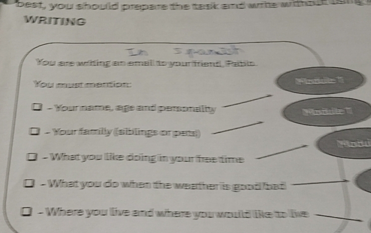 Solved: best, you should prepare the task and wite withold WRITING You ...