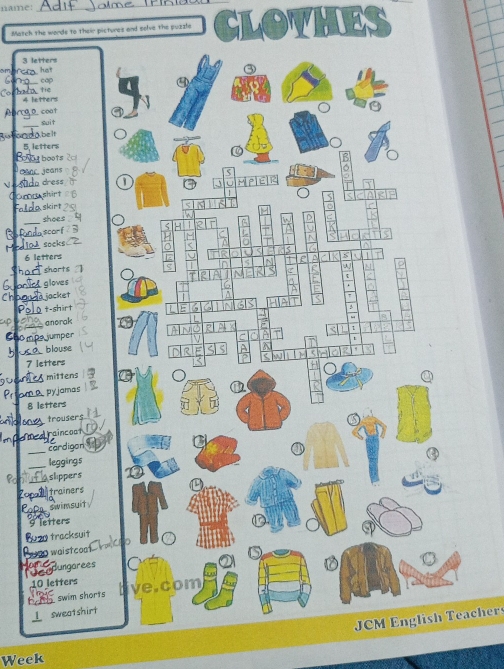 Resuelto:name: _ Match the worde to their pictures and solve the puzzle ...