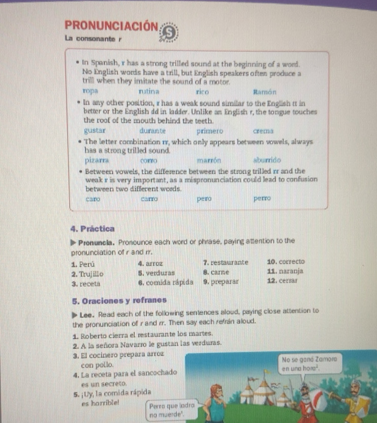 Solved: PRONUNCIACIÓN La consonante r In Spanish, r has a strong ...