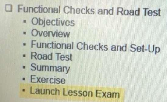 Solved: Functional Checks and Road Test Objectives Overview Functional ...