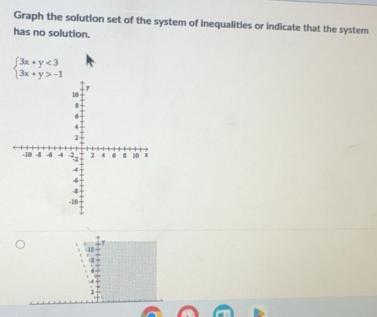 Solved: Graph the solution set of the system of inequalities or ...