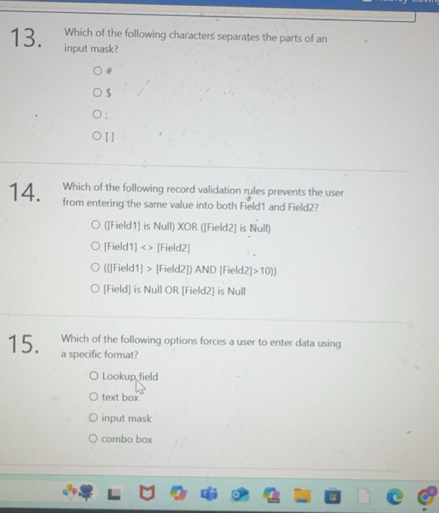 Solved: Which of the following characters separates the parts of an 13 ...
