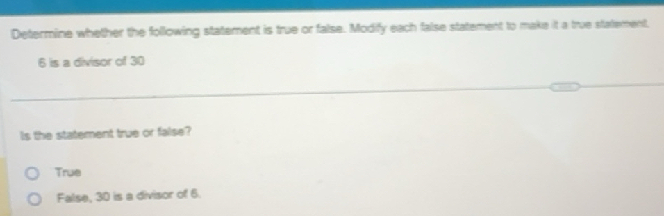 Solved: Determine whether the following statement is true or false ...