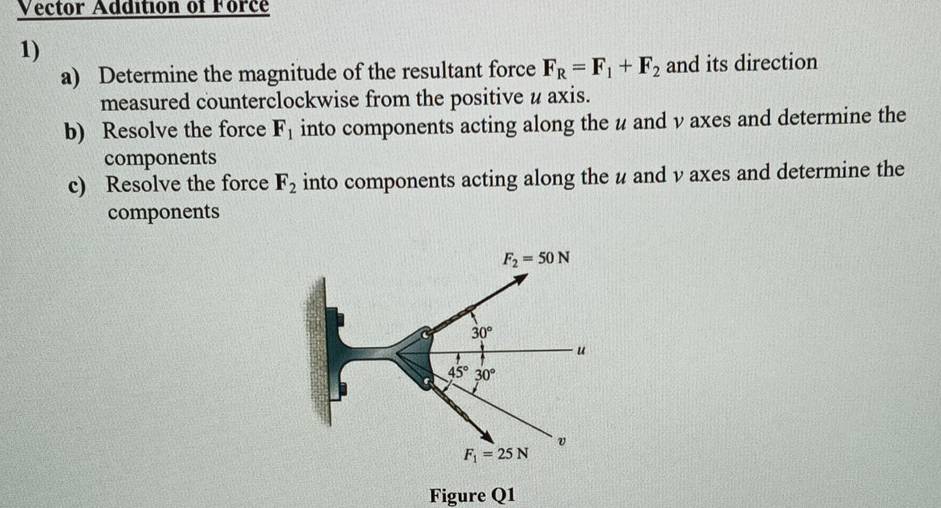 Selesai:Vector Addition of Force 1) a) Determine the magnitude of the ...