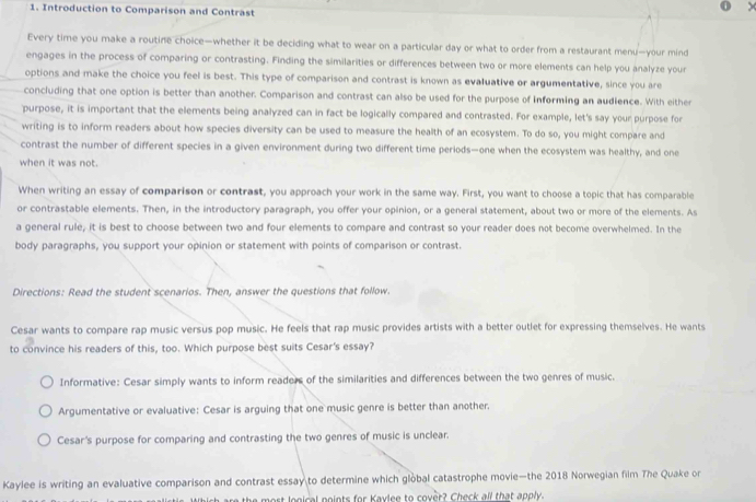 Solved: Introduction to Comparison and Contrast Every time you make a ...