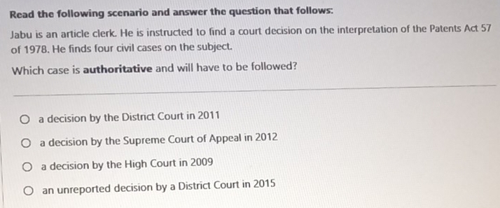 Solved: Read the following scenario and answer the question that follows: Jabu is an article ...