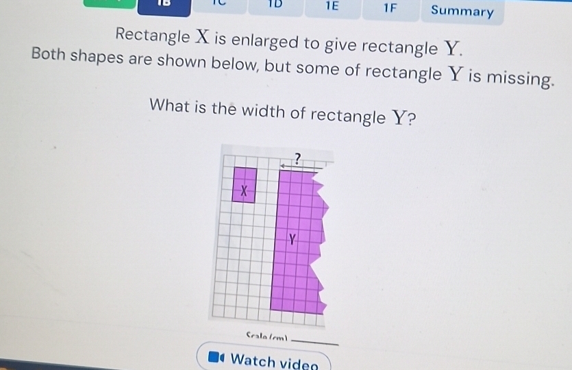 Solved: 1B T 1D 1E 1F Summary Rectangle X is enlarged to give rectangle ...