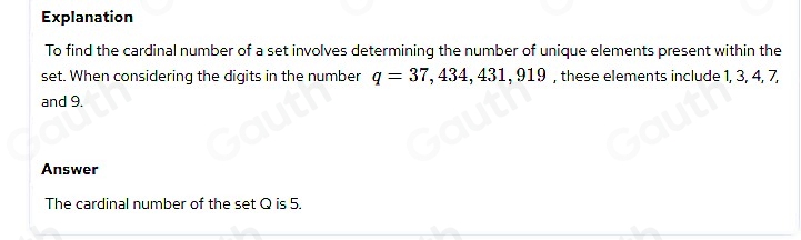 Solved: Calculate the cardinal number of the set Q containing all ...