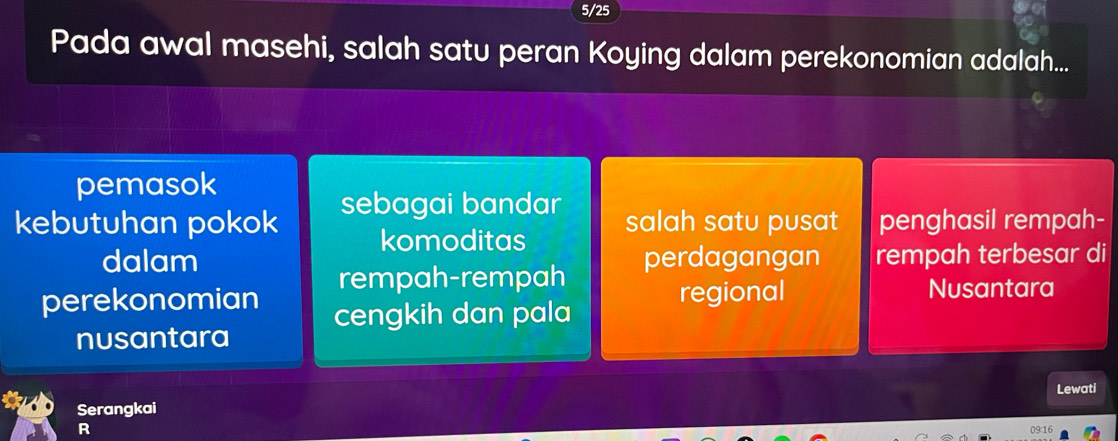 Telah dijawab:5/25 Pada awal masehi, salah satu peran Koying dalam ...