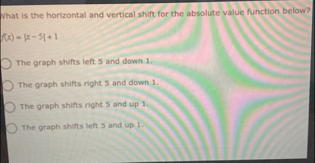 Solved: What is the horizontal and vertical shift for the absolute ...