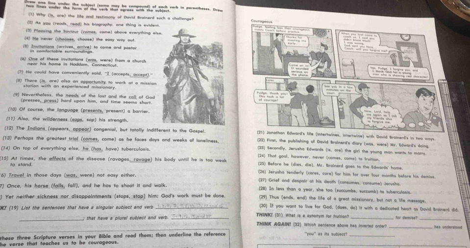 Solved: Draw one line under the subject (some may be compound) of each ...