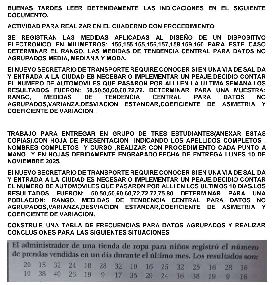 Resuelto:BUENAS TARDES LEER DETENIDAMENTE LAS INDICACIONES EN EL ...