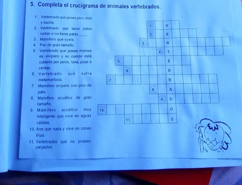 Resuelto:Completa el crucigrama de animales vertebrados. 1. Verlebrado ...