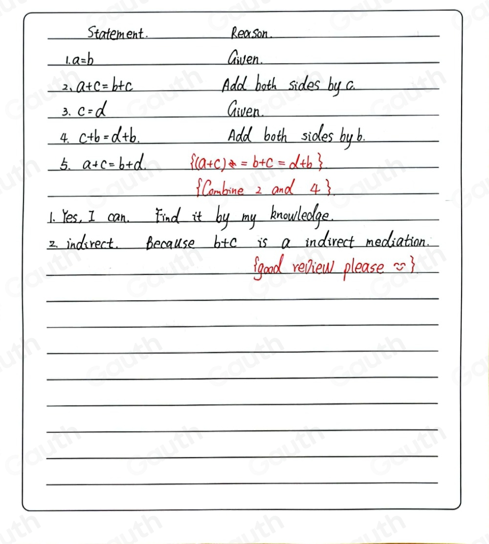 Solved: Activity: Prove Me True Directions: Prove that if a=b , and c=d ...