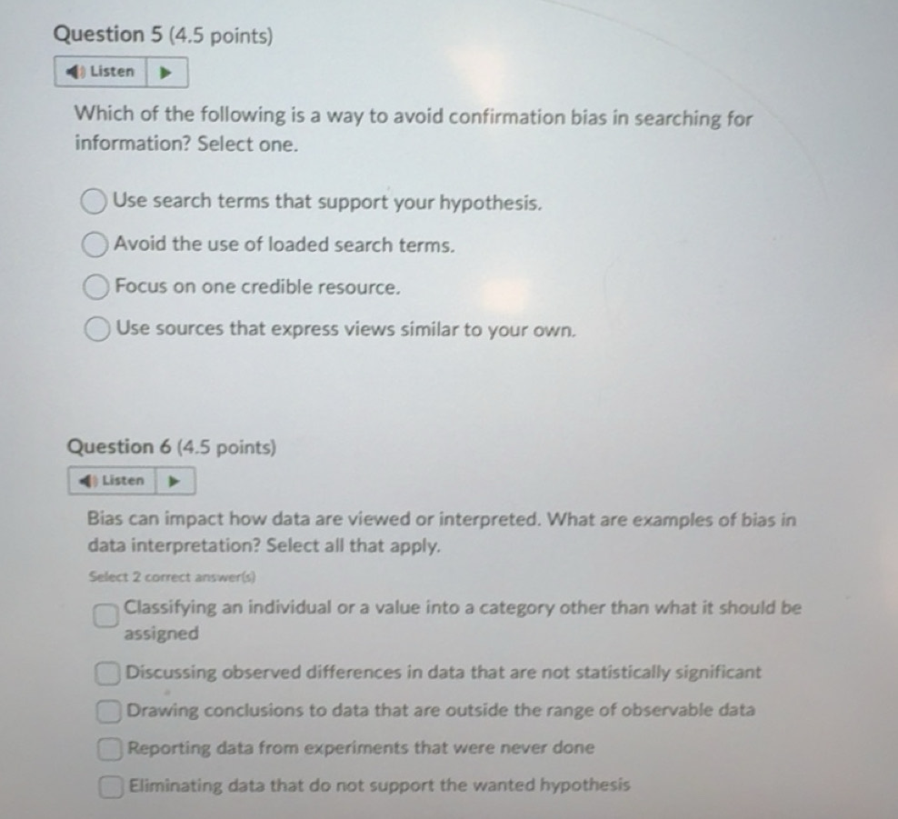 Solved: Listen Which of the following is a way to avoid confirmation ...