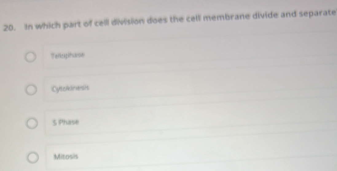 Solved: In which part of cell division does the cell membrane divide ...