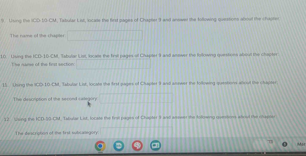 Solved: Using the ICD- 10-CM, Tabular List, locate the first pages of ...