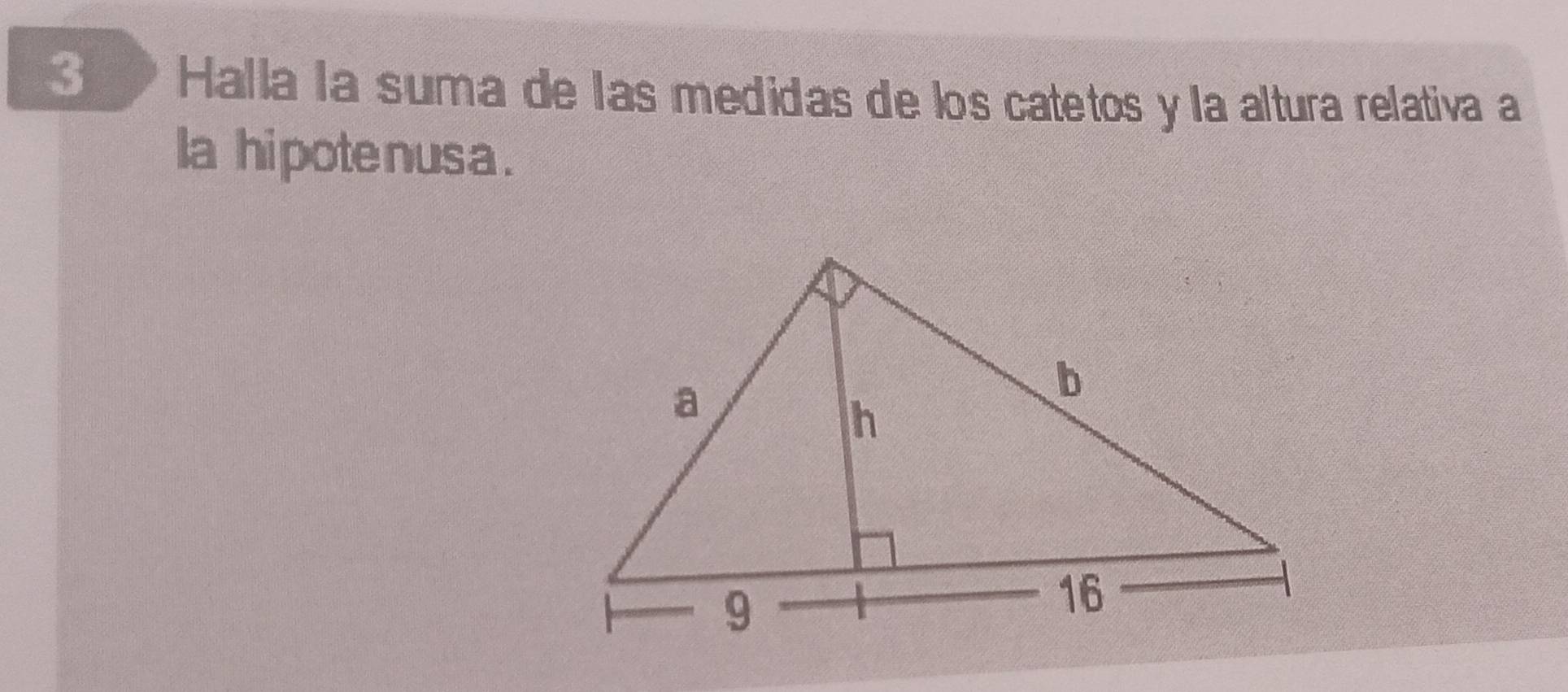 Resuelto:Halla la suma de las medidas de los catetos y la altura ...