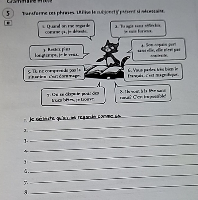 Gelöst:Grammaire mixte 5 Transforme ces phrases. Utilise le subjonctif ...