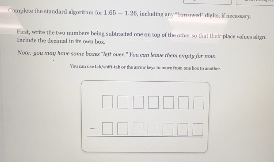 Solved: Complete the standard algorithm for 1.65-1.26 , including any ...