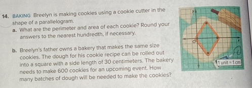 Solved: BAKING Breelyn is making cookies using a cookie cutter in the ...