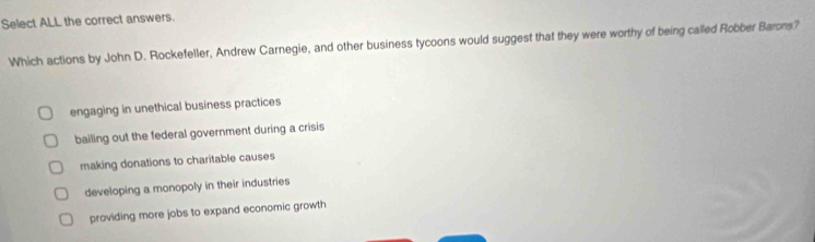 Solved: Select ALL the correct answers. Which actions by John D ...