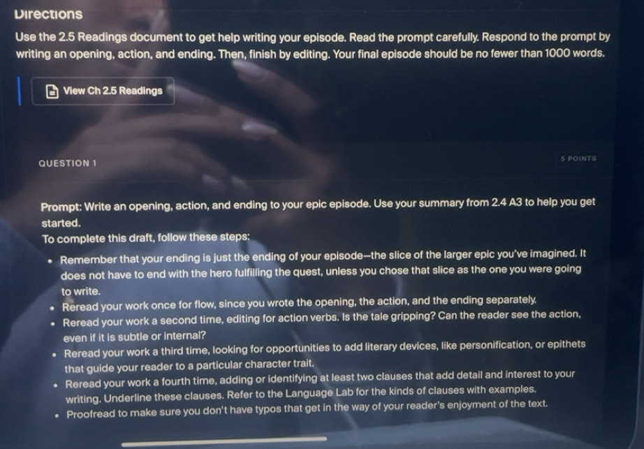 Solved: Directions Use the 2.5 Readings document to get help writing ...