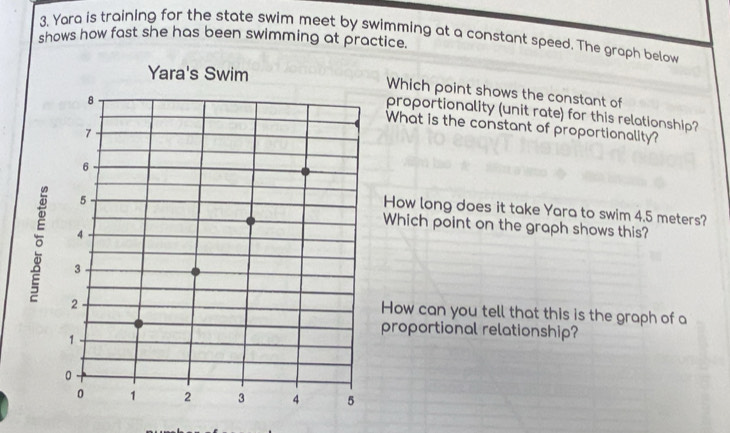 Solved: Yara is training for the state swim meet by swimming at a ...
