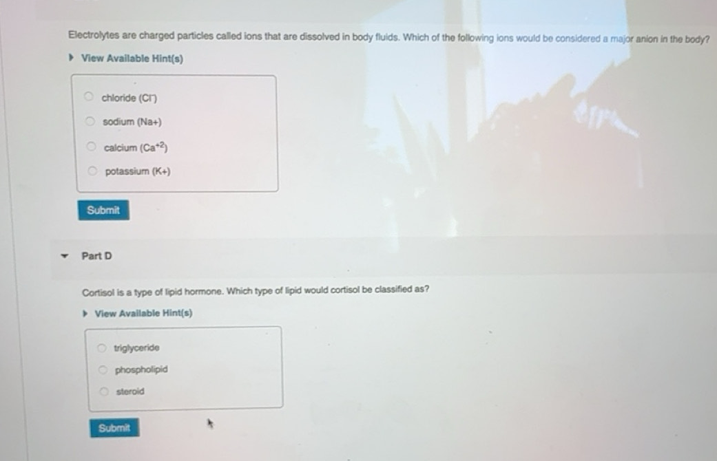 Solved: Electrolytes are charged particles called ions that are ...