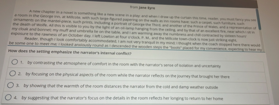 Solved: from Jane Eyre A new chapter in a novel is something like a new ...