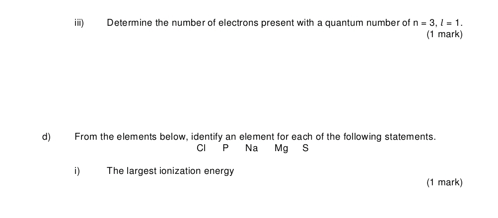 Selesai:iii) Determine the number of electrons present with a quantum ...