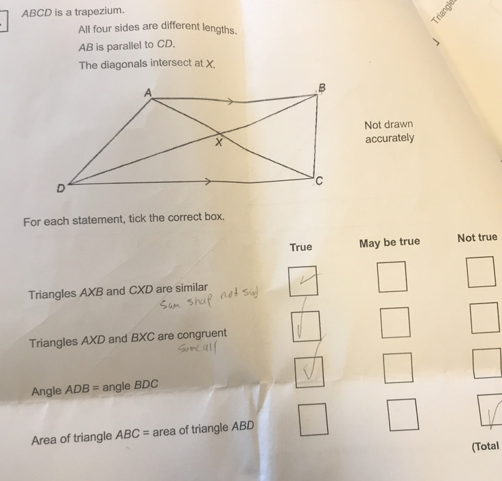 Solved: ABCD is a trapezium. All four sides are different lengths. AB is parallel to CD. The ...