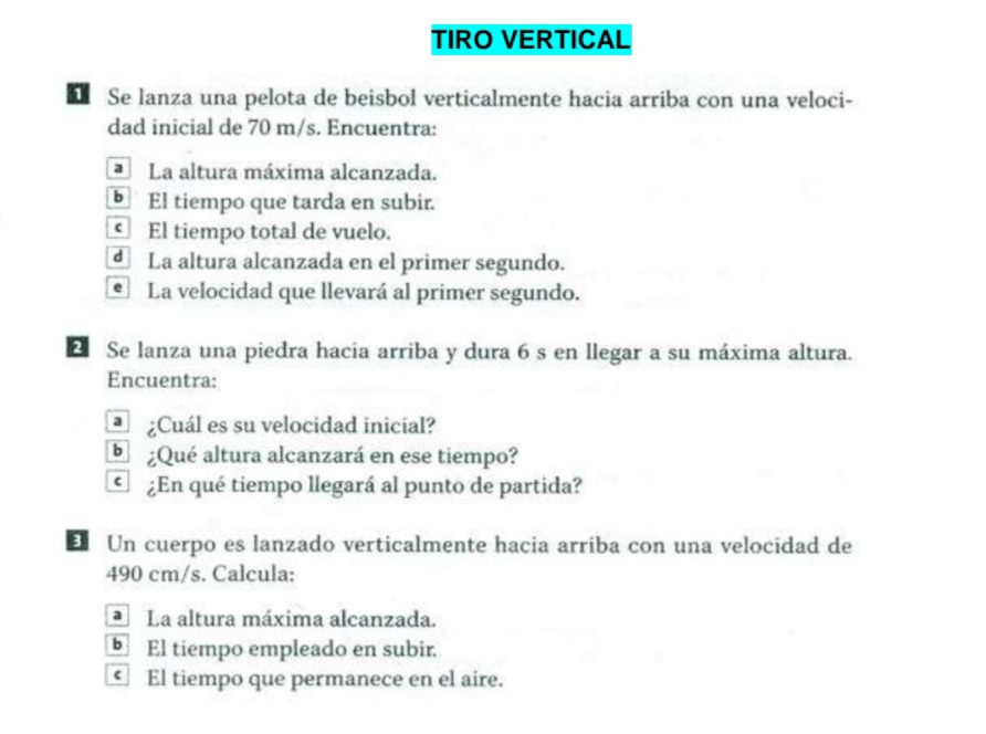 Resuelto:TIRO VERTICAL Se lanza una pelota de beisbol verticalmente ...
