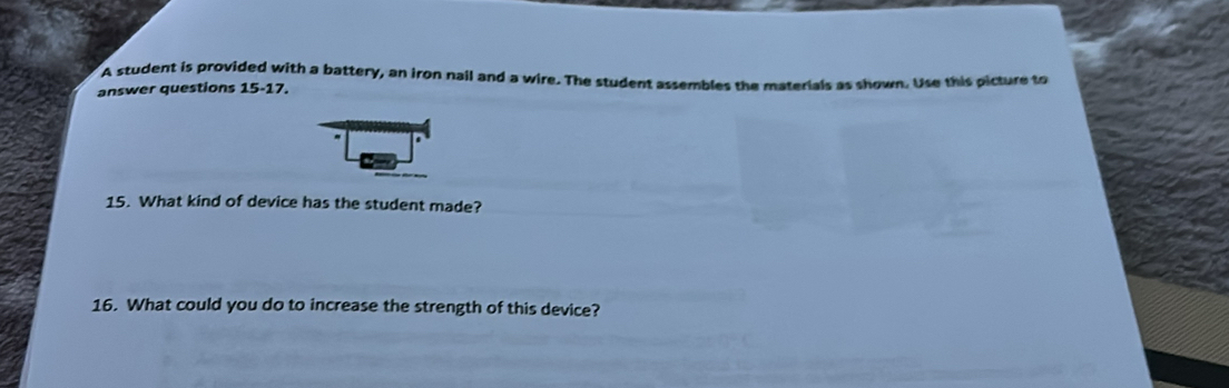 Solved: A student is provided with a battery, an iron nail and a wire ...